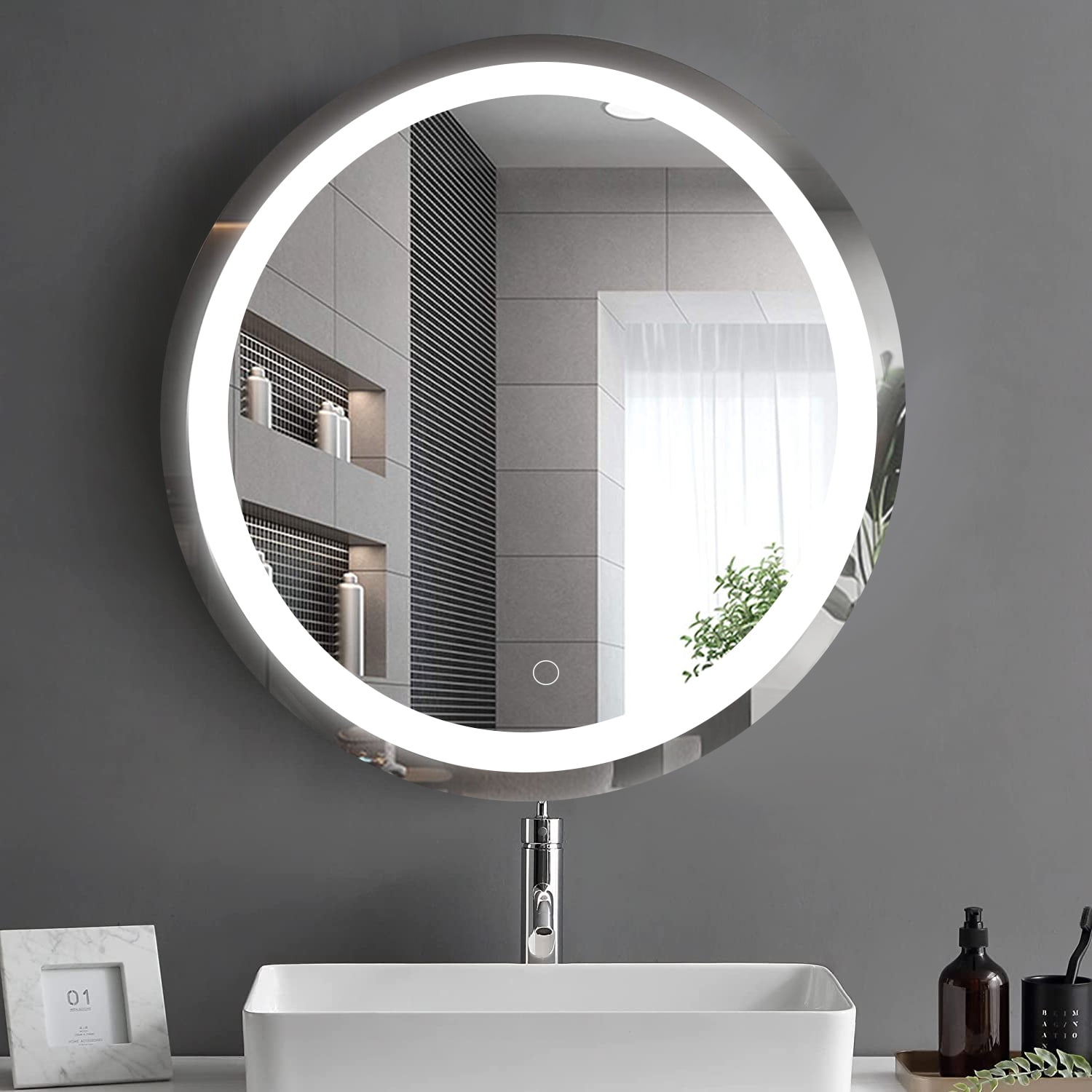 PINGCNG Beautiful 24 Inch Round LED Bathroom Mirror for Modern Home ...
