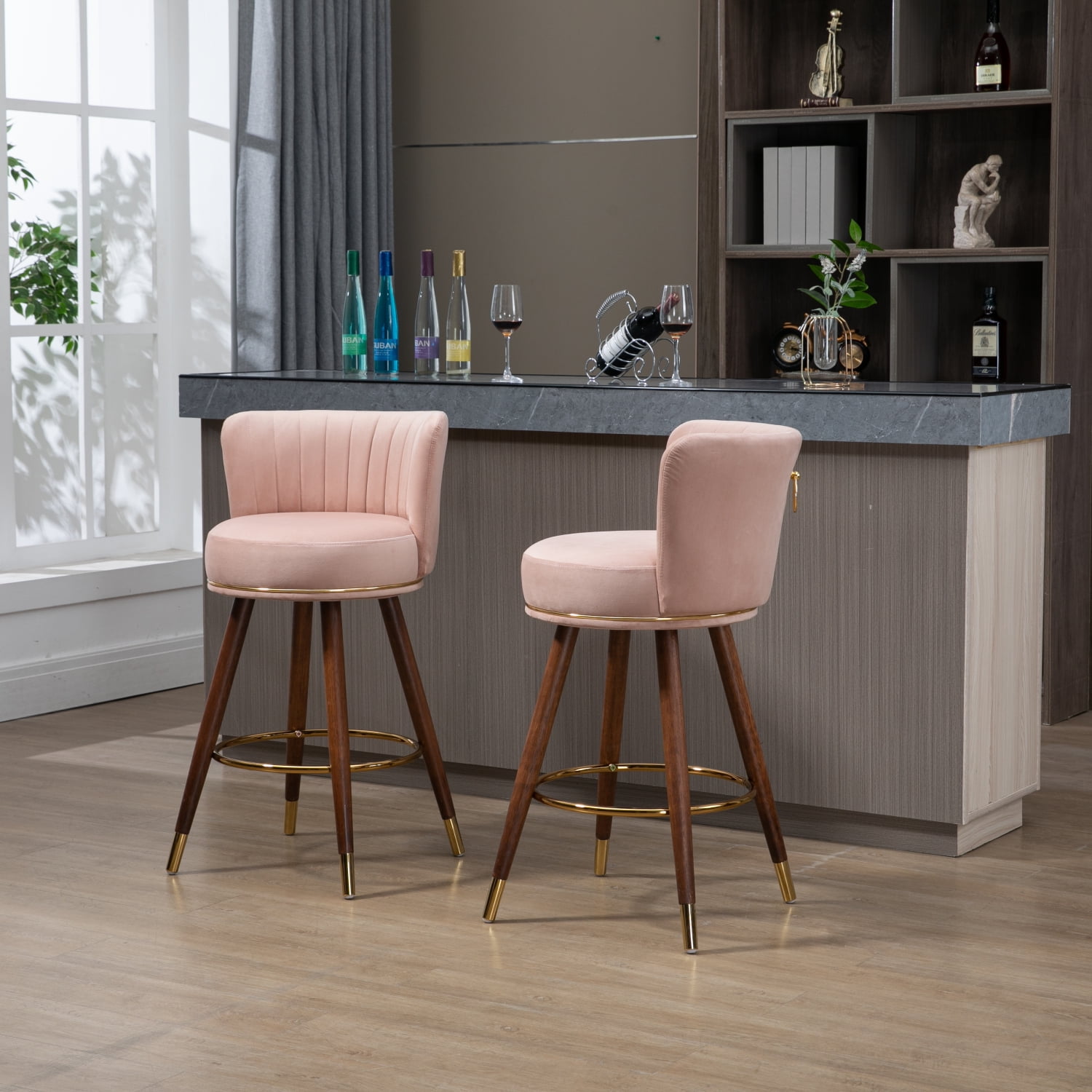 PINGCNG Cool and Stylish COOLMORE Set of 2 Counter Height Bar Stools ...