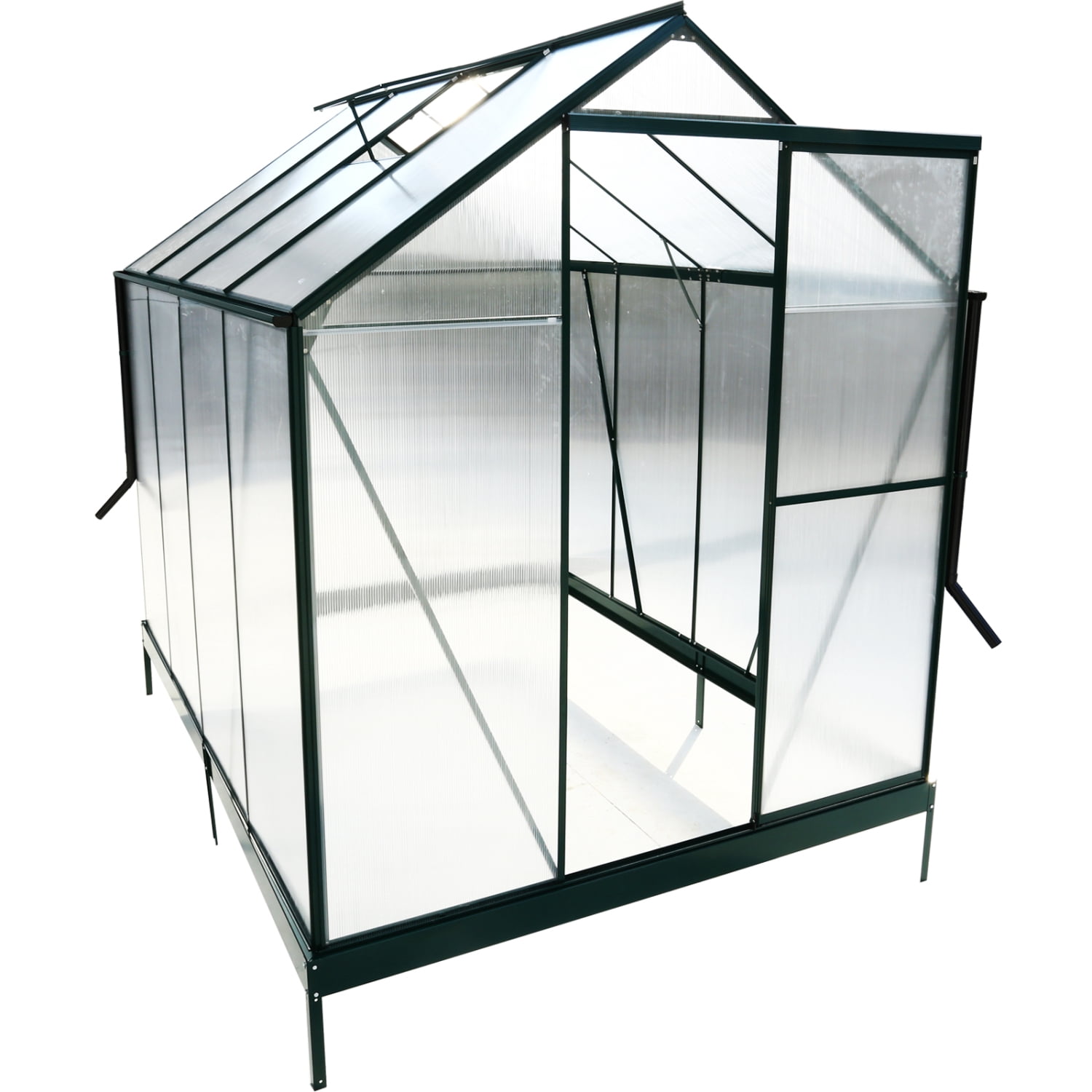 PINGCNG Heavy Duty Green Aluminum Walk-in Greenhouse Kit with Rain ...