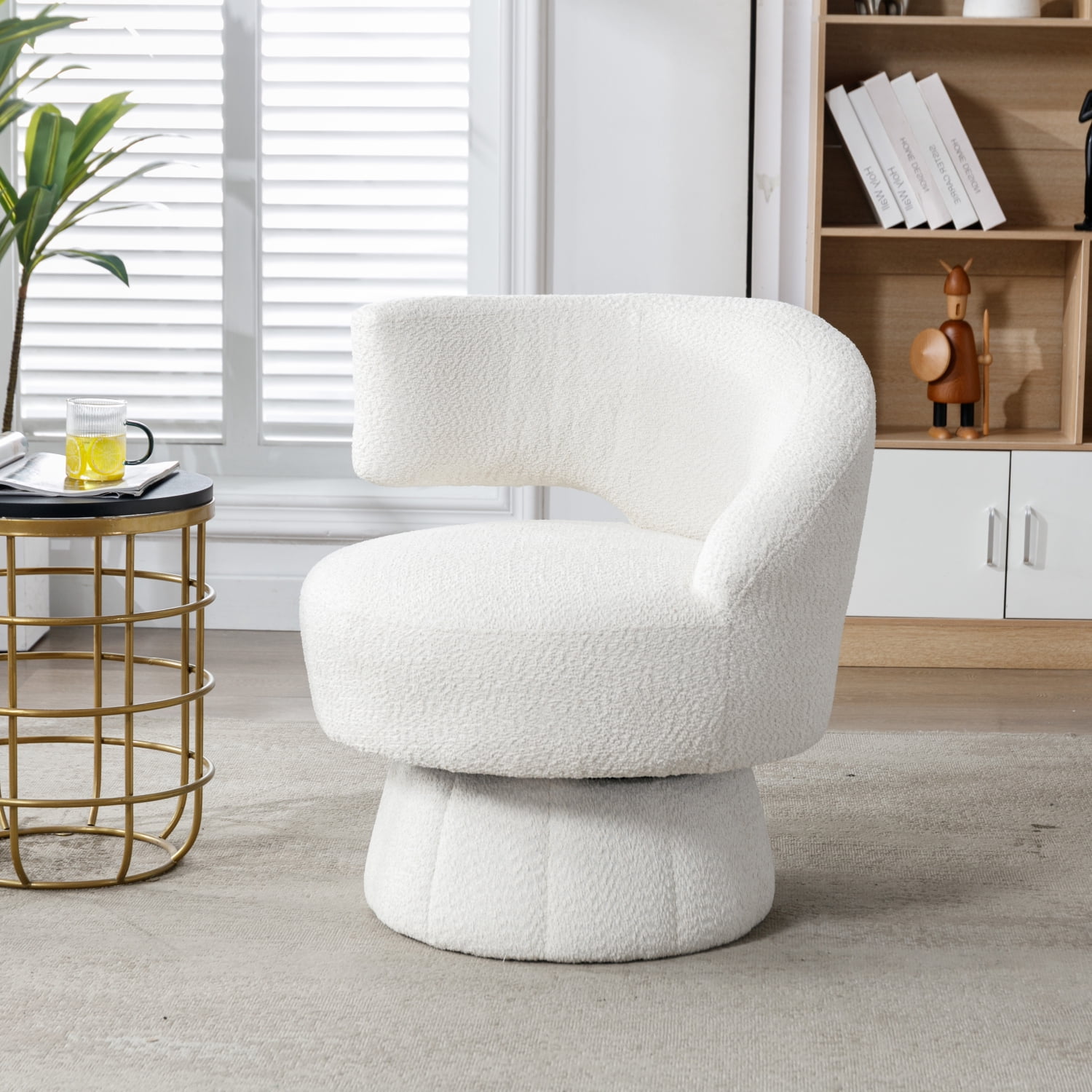 PINGCNG Soft and Comfy 360 Degree Swivel Cuddle Barrel Accent Chairs in ...
