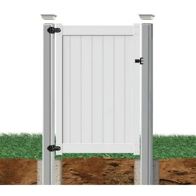PINGCNG White Vinyl Privacy Fence Gate with 4ft Width - Provide added ...