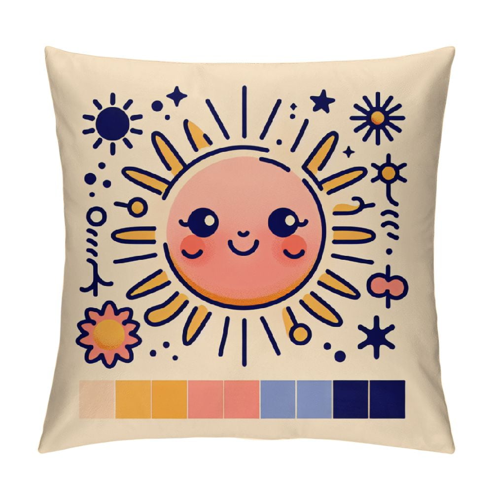 PINGXIXI Smile Sun ABC Alphabet Throw Pillow Cover, Pillow Covers ...