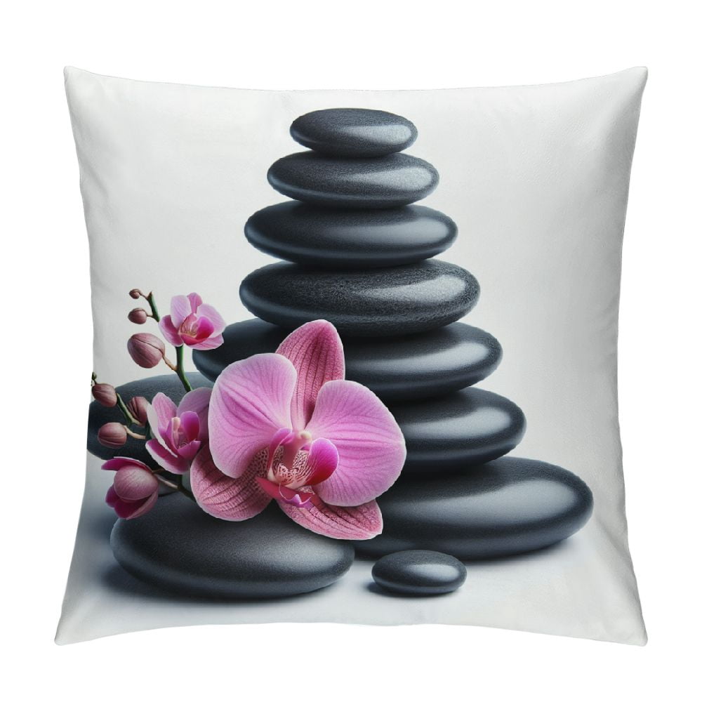PINGXIXI Zen Basalt Stones Pillow Cover ,Japanese Style Spa Massage ...