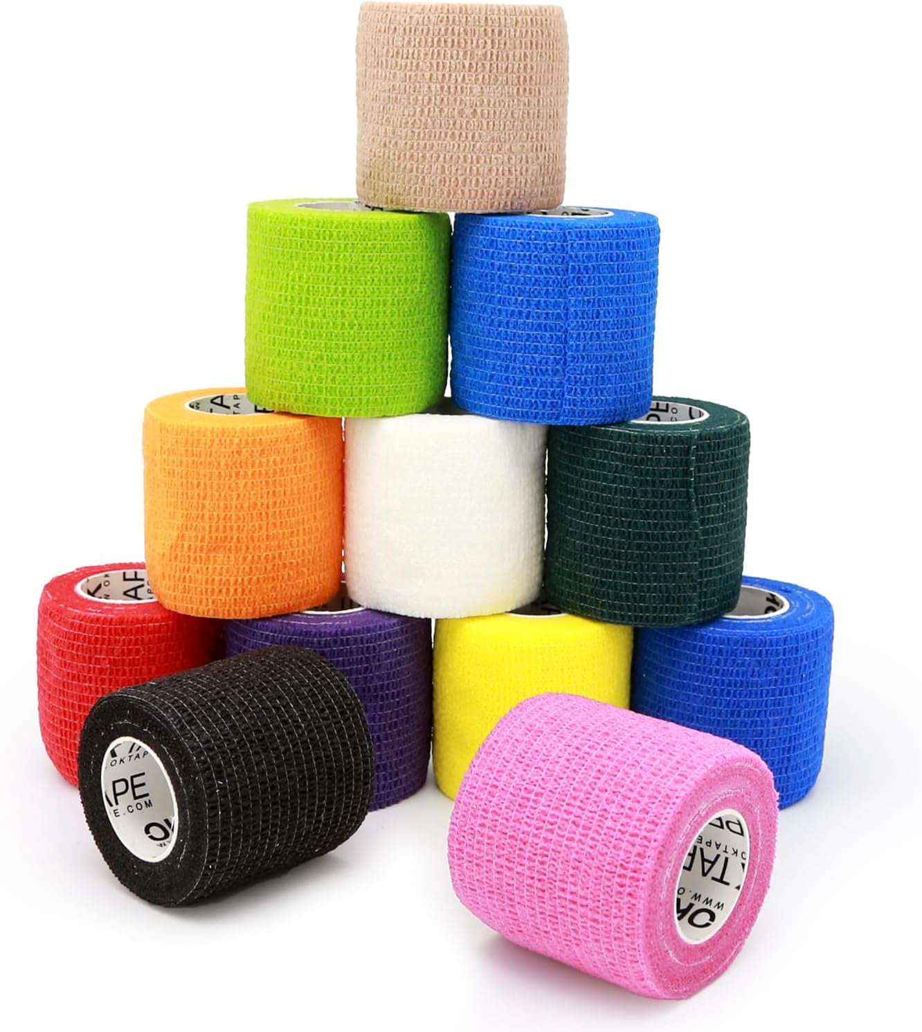 PINHEN Self Adherent Bandages Wrap 12 Rolls, 2 Inches x 5 Yards, First ...