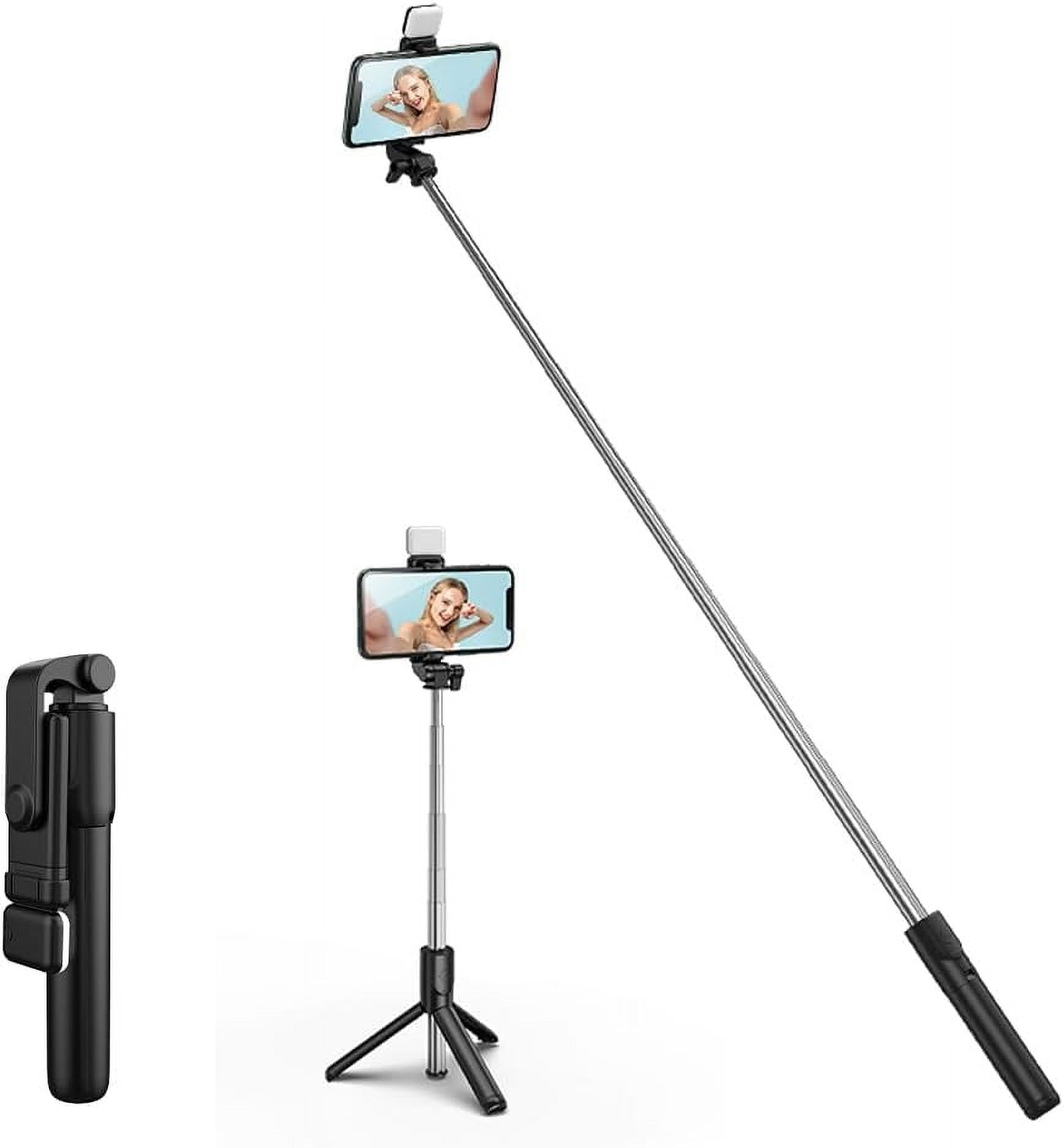 PINHEN Selfie Stick with Fill Light, 30 Inch Phone Tripod Extendable ...