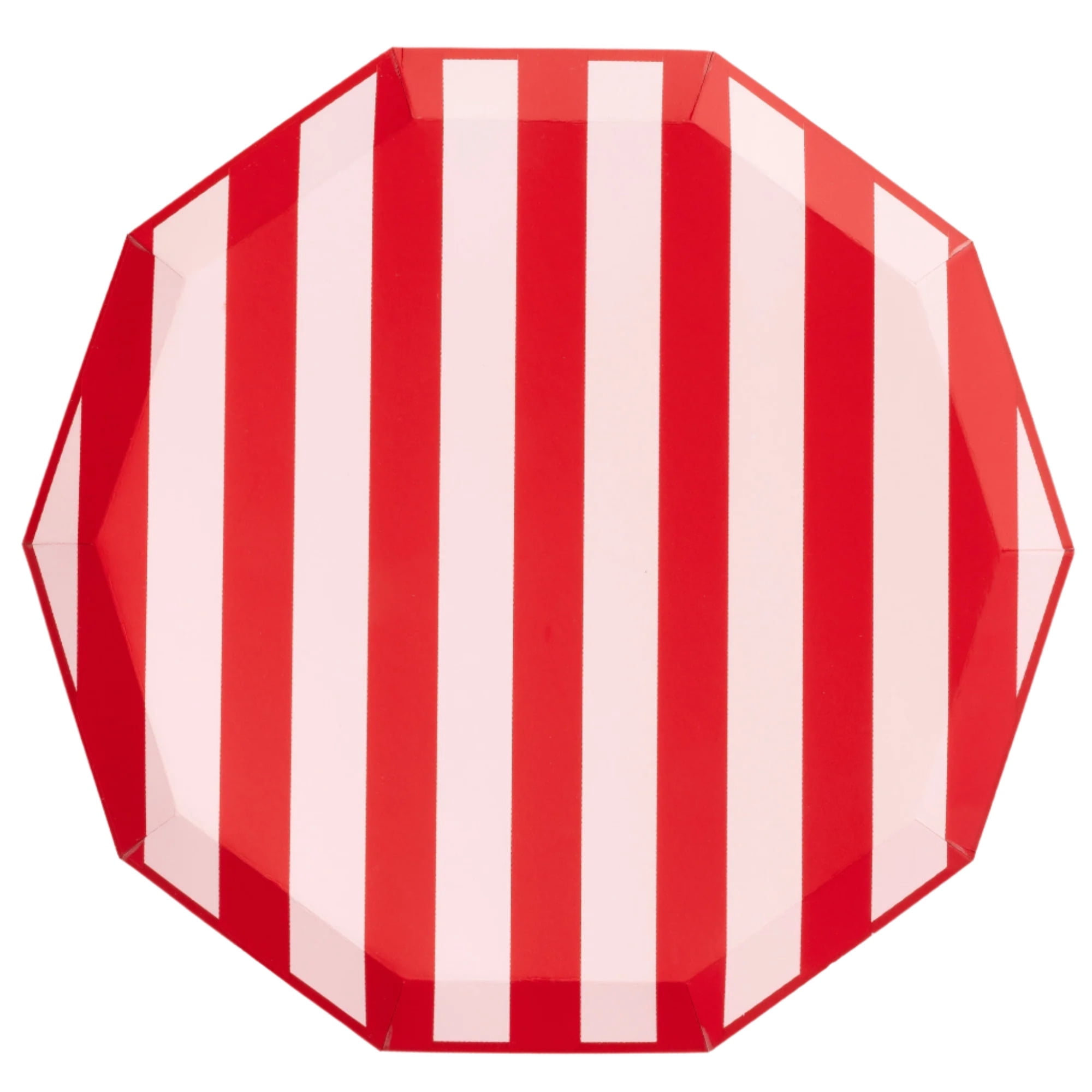 Bonjour Fête Pink and Red Striped Large Paper Dinner Plates, Disposable ...