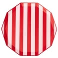 Bonjour Fête Pink and Red Striped Large Paper Dinner Plates, Disposable ...