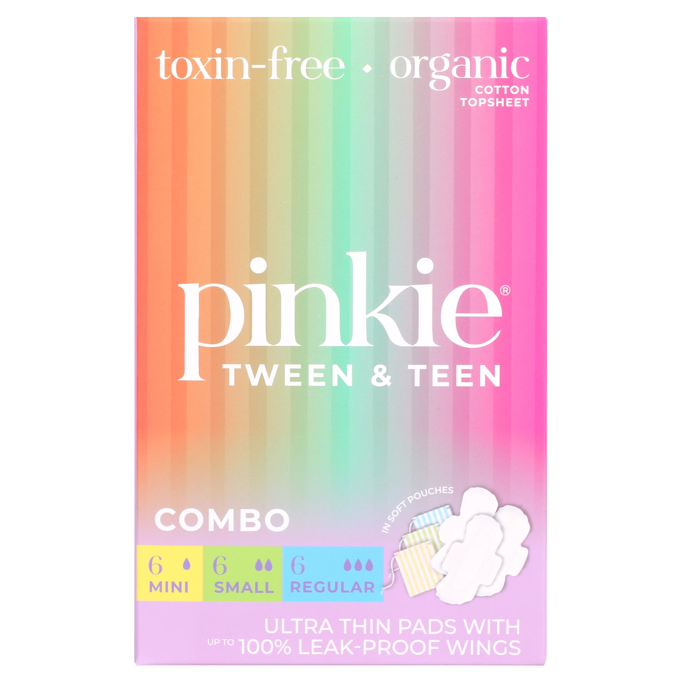 PINKIE Combo Pack, 18ct (6 Mini Pad, 6 Small Pads, 6 Regular Pad ...