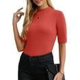 PINKSIR Womens Mock Neck Tops Dressy Casual Half Short Sleeve Mock ...