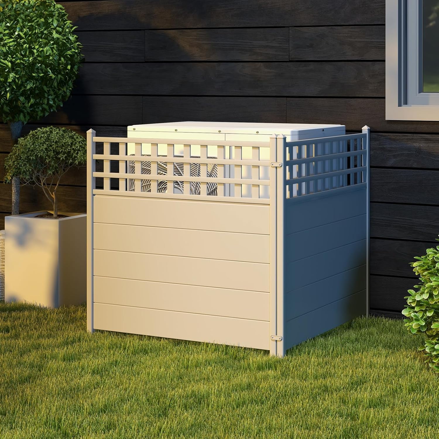 PINKYA 2 Panels Air Conditioner Fence, 45”W x 45”H Trash Can Pool ...