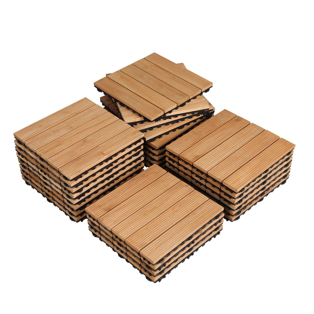 PINKYA 27PCS Wooden Flooring Patio Deck Tiles Interlocking Tiles Patio ...