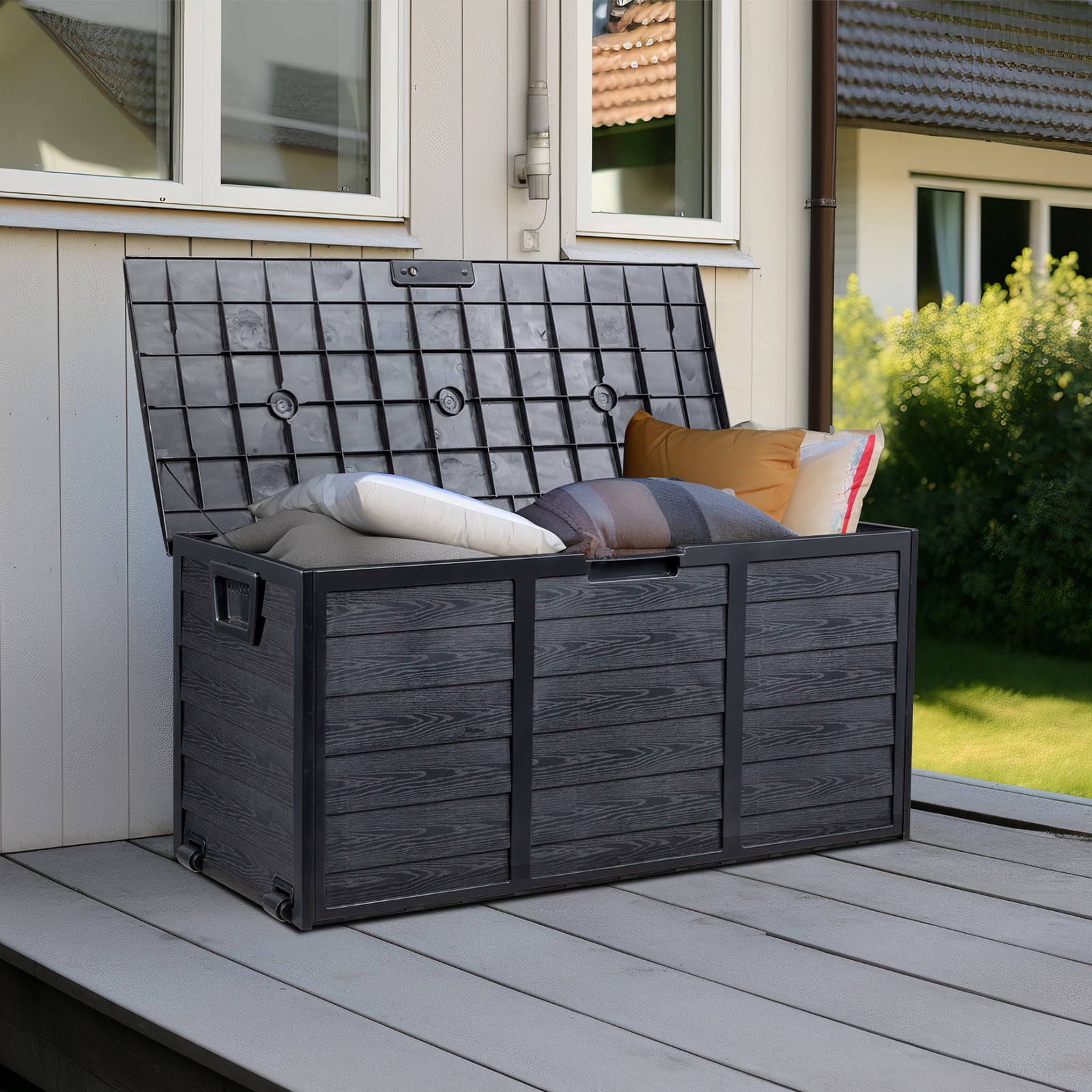 PINKYA 75 Gallon Deck Storage Box, Durable Storage Container Bin Store ...