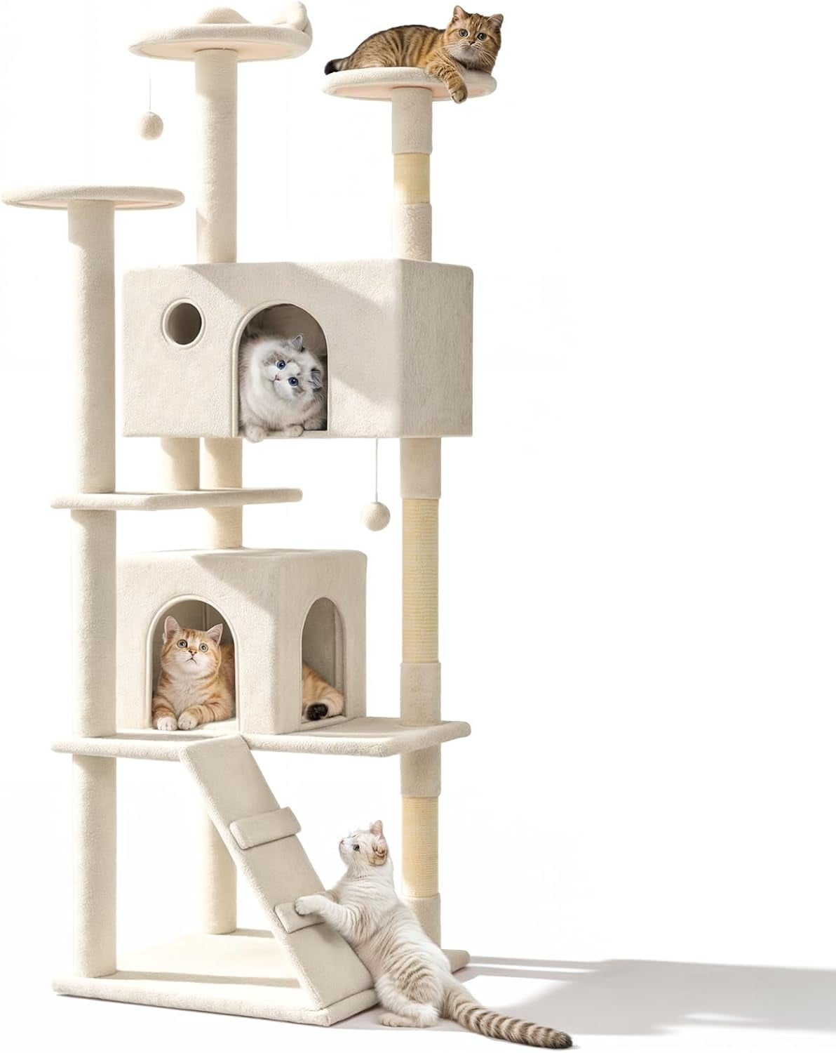 PINKYA Cat Tree, 77 Inch Cat Tower for Indoor Cats, Activity Center ...