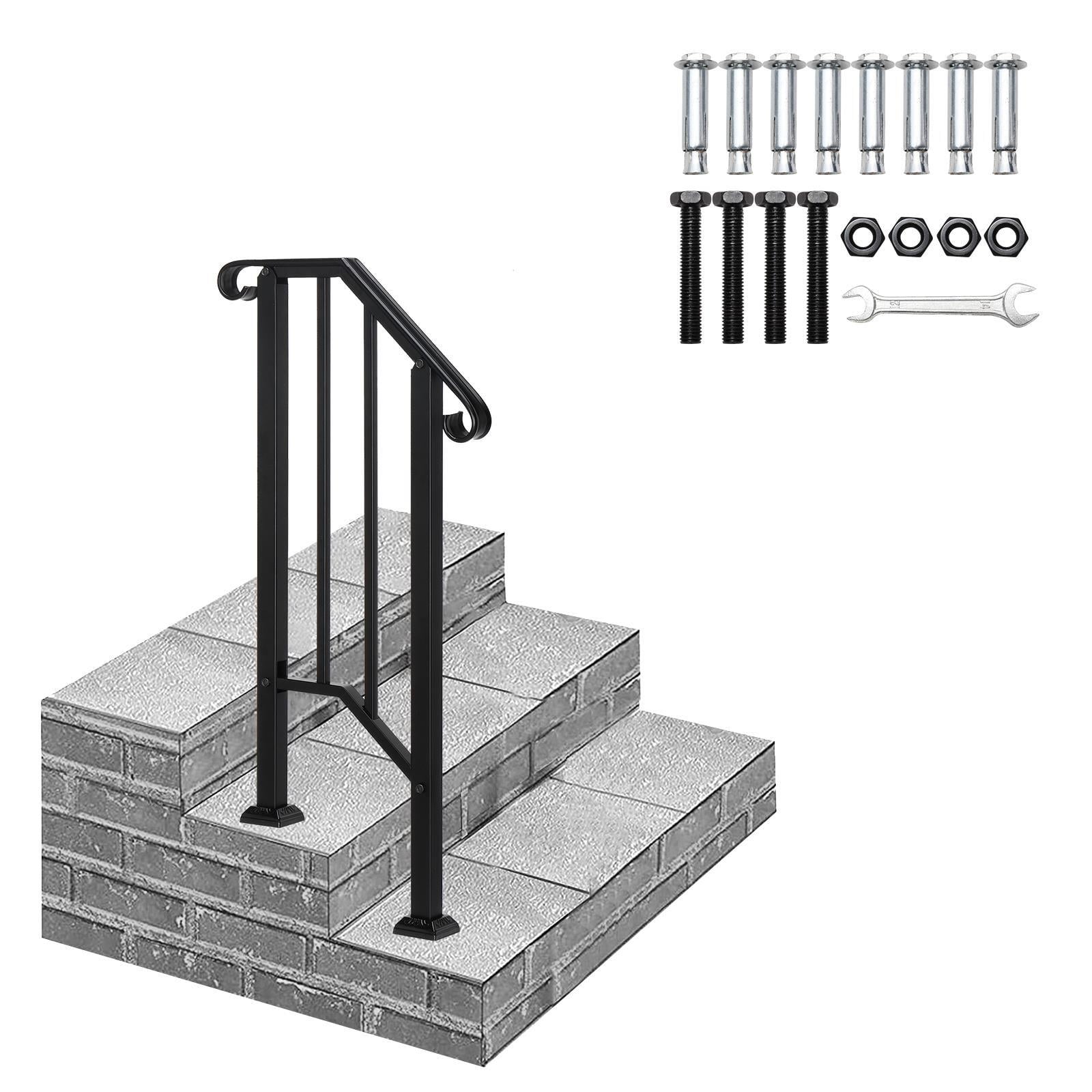 PINKYA Handrails for Outdoor Steps, Black Wrought Iron Handrail Fits 1 ...