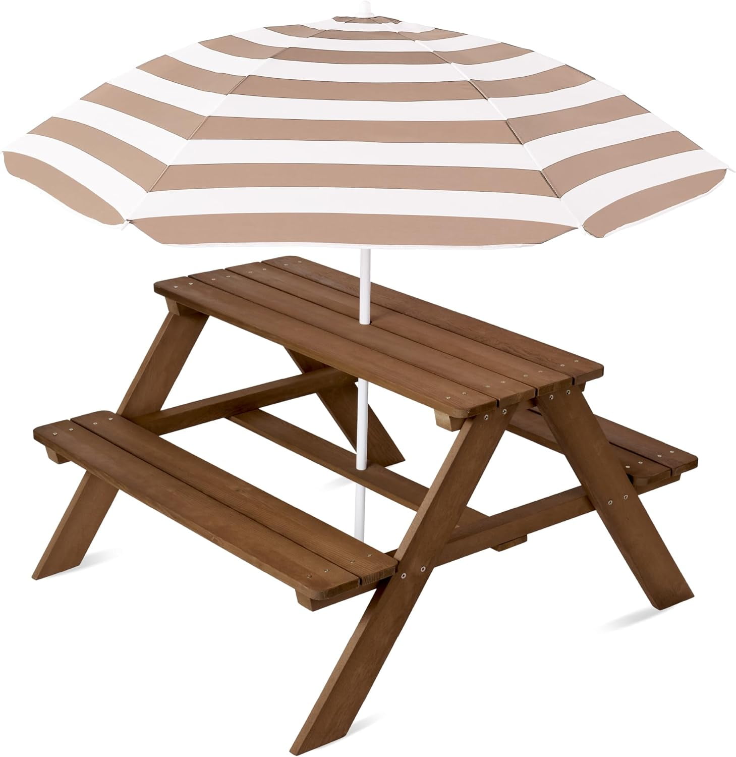 PINKYA Kids Wooden Picnic Table, Outdoor Activity & Dining Table w ...