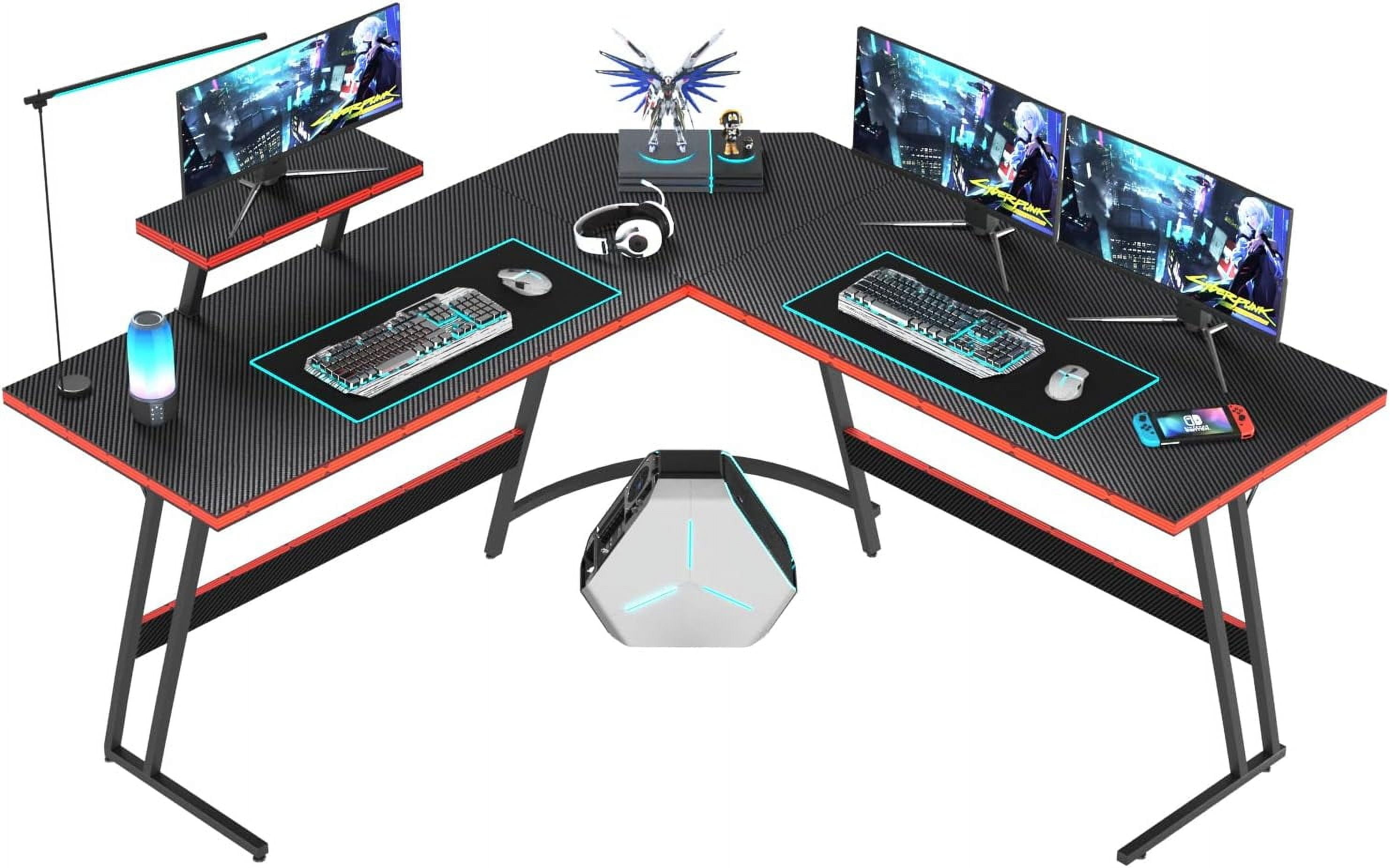 PINKYA L Shaped Gaming Desk Computer Corner Desk PC Gaming Desk Table ...