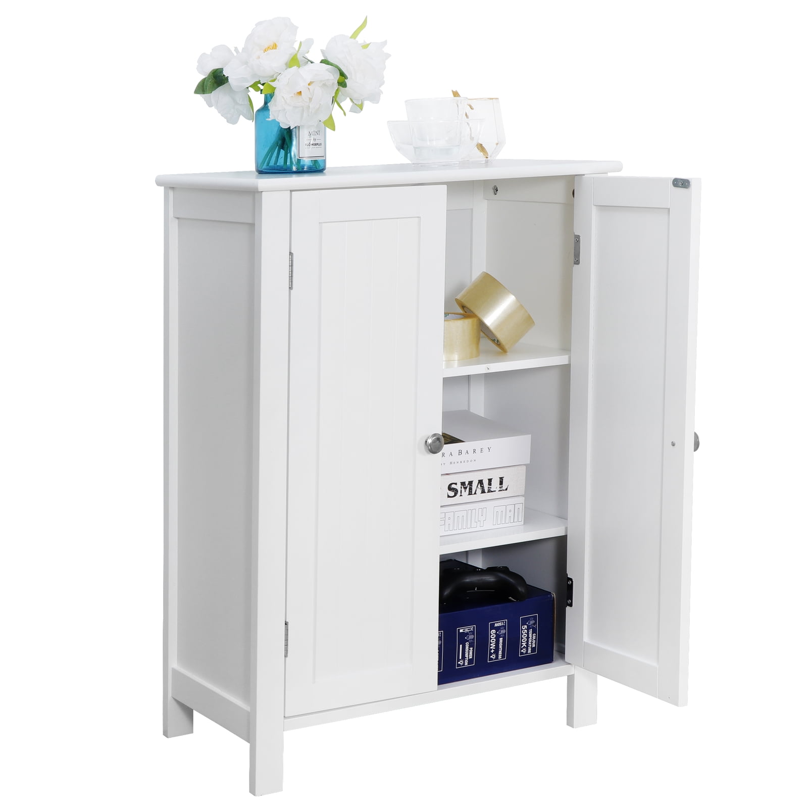 PINKYA Modern Bathroom Floor Storage Cabinet with Adjustable Shelf and ...