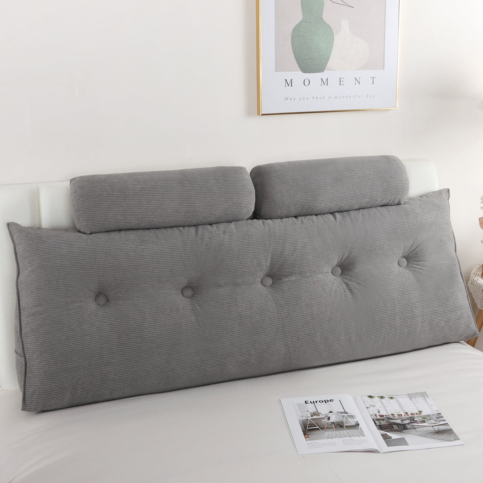 PINKYA Wedge Pillow Headboard Reading Pillow Long Backrest Triangle ...