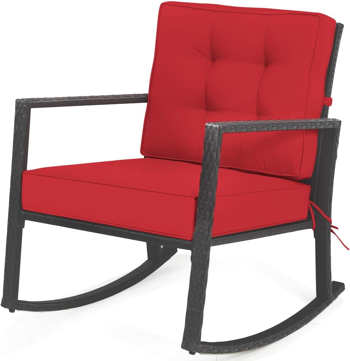 PINKYA Wicker Rocking Chair, Outdoor Patio Glider Chair with Heavy-Duty ...