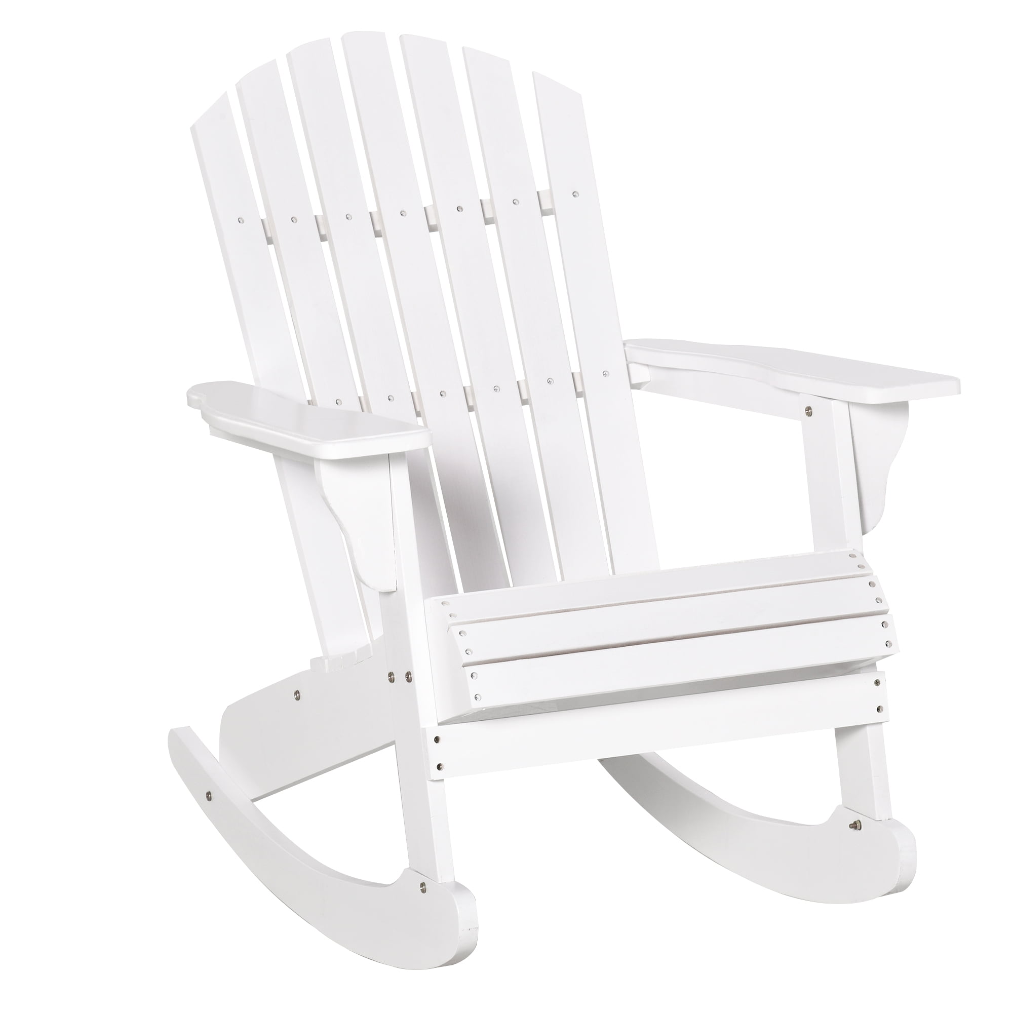 PINKYA Wooden Adirondack Rocking Chair with Slatted Wooden Design ...