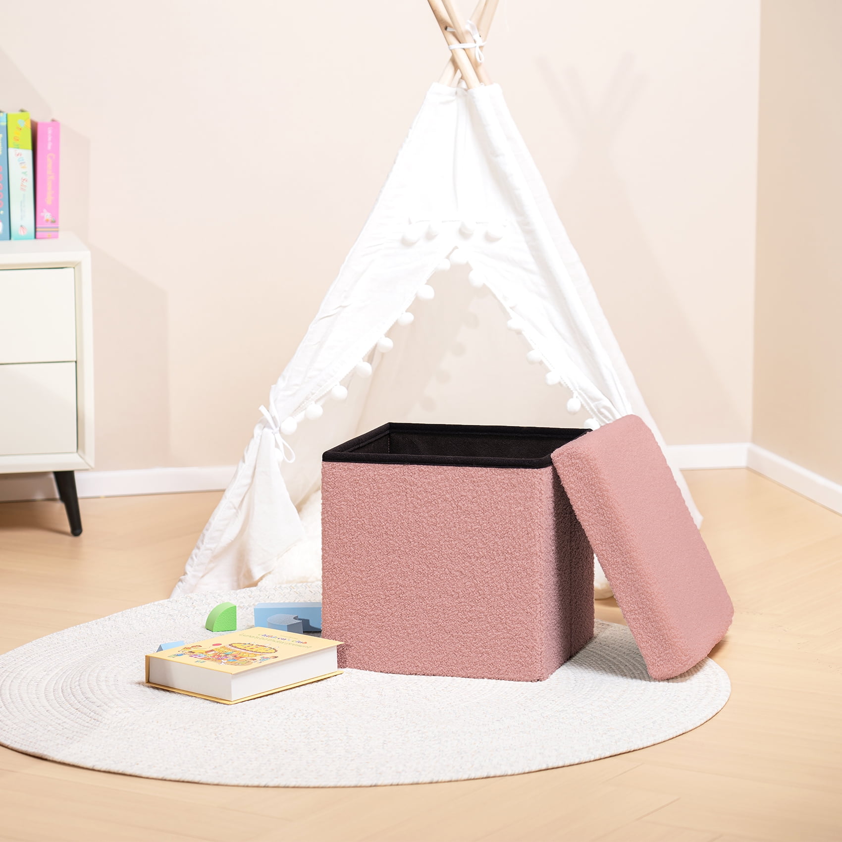 PINPLUS 11.8" Small Storage Ottoman Cube Modern Folding Footrest Seat ...