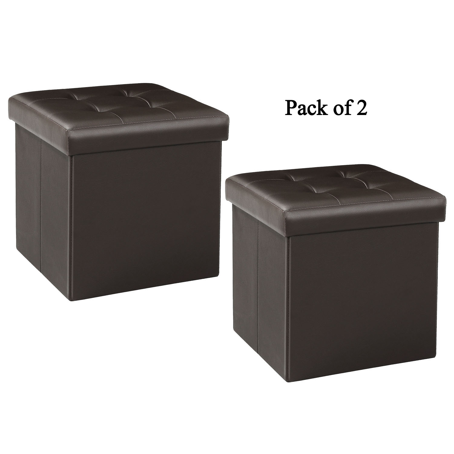Baxton Studio Dark Brown Full Leather Storage Cube Ottoman - Walmart.com