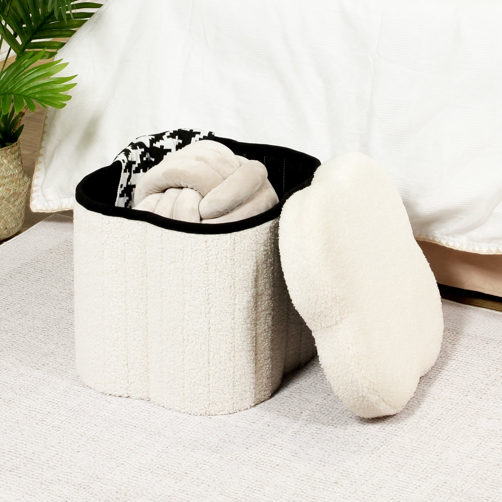 PINPLUS 12.6" Storage Ottoman,Toy Chest Box，Folding Footrest Stool Seat ...