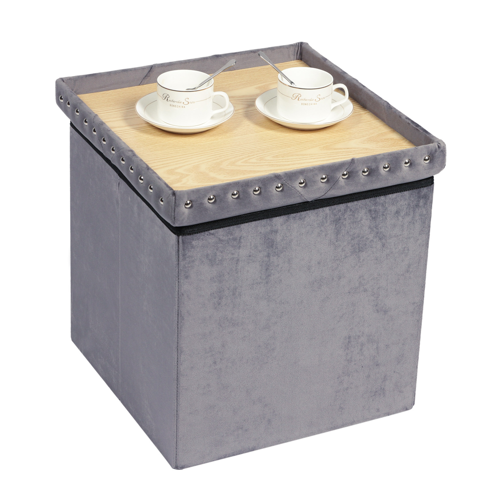 Folding Storage Ottoman Cube Velvet Tufted Space-Saving Toy Box Foot ...