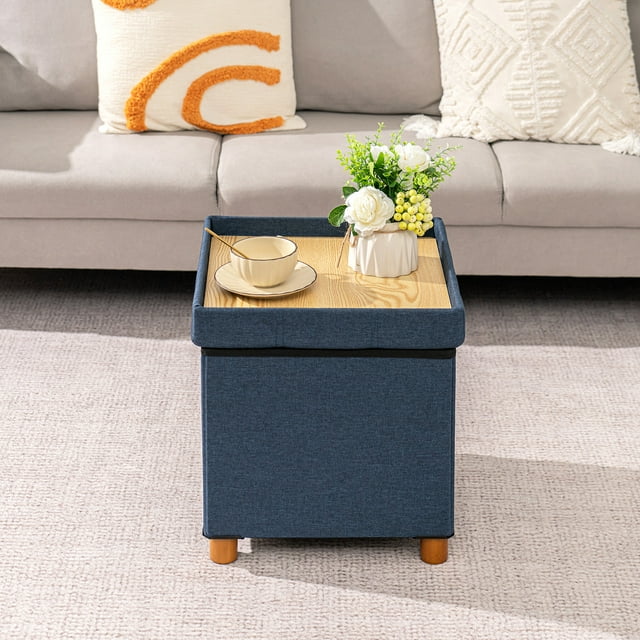 Free Shipping! PINPLUS 15" Footstool for Living Room,Blue Ottoman ...
