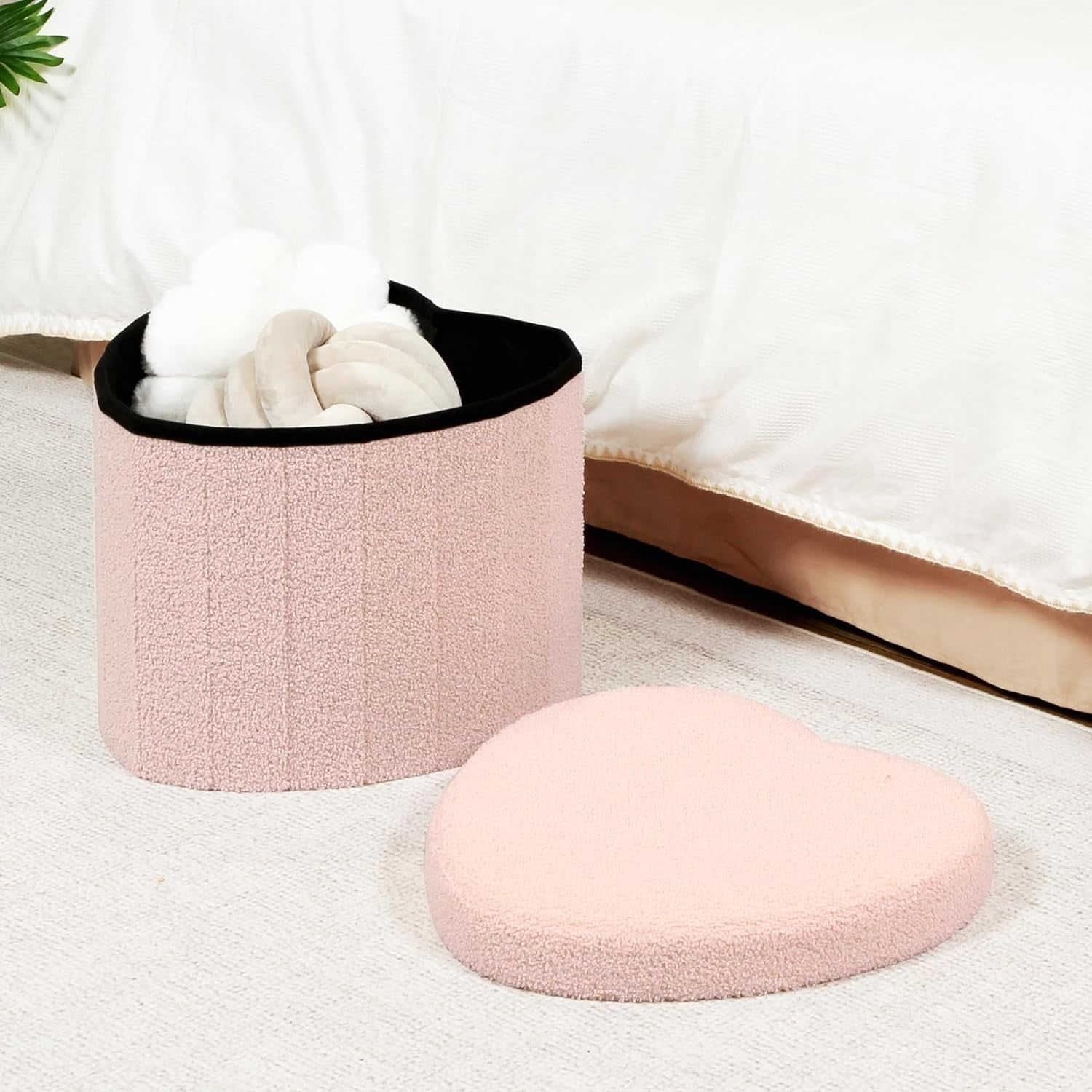 PINPLUS 15" Storage Ottoman,Toy Chest Box，Folding Footrest Stool Seat ...