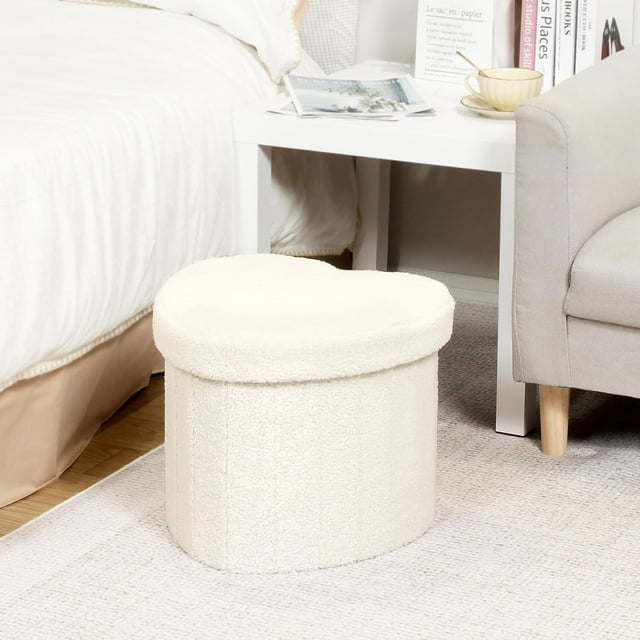 PINPLUS 15" Storage Ottoman,Toy Chest Box，Folding Footrest Stool Seat ...