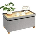 PINPLUS 30" Footstool for Living Room,Grey Ottoman Storage Box with ...