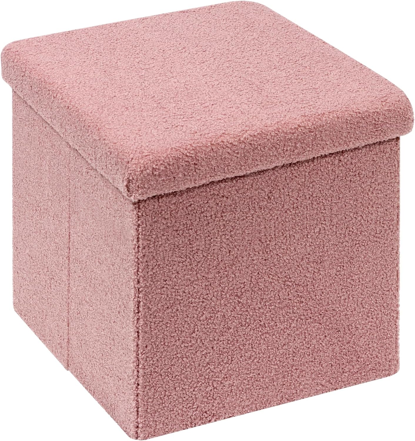 PINPLUS Folding Storage Ottoman Cube, Pink Storage Ottoman, Teddy ...