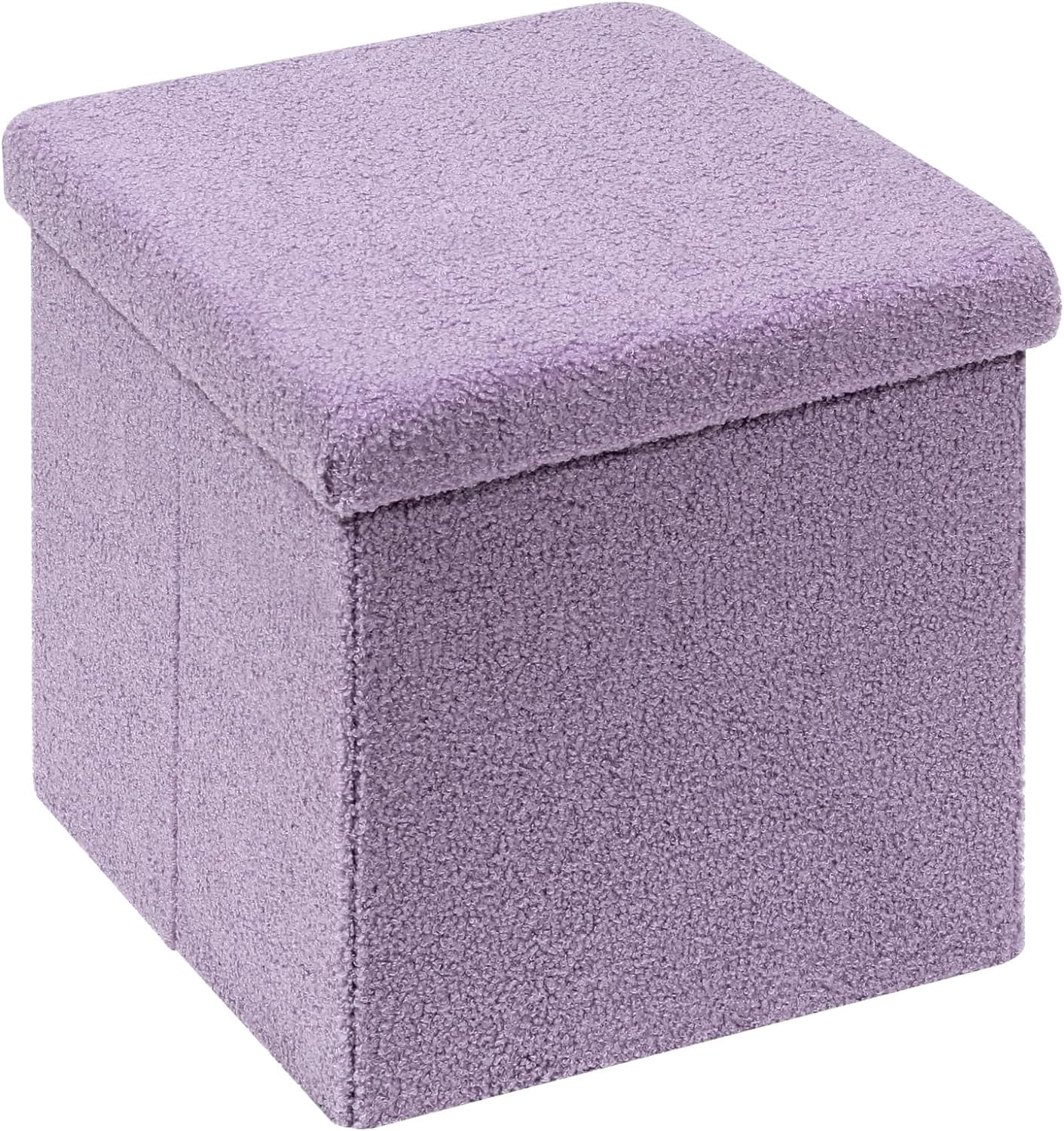 PINPLUS Storage Ottoman Foot Rest Stool, 15.7inches Sherpa Folding ...