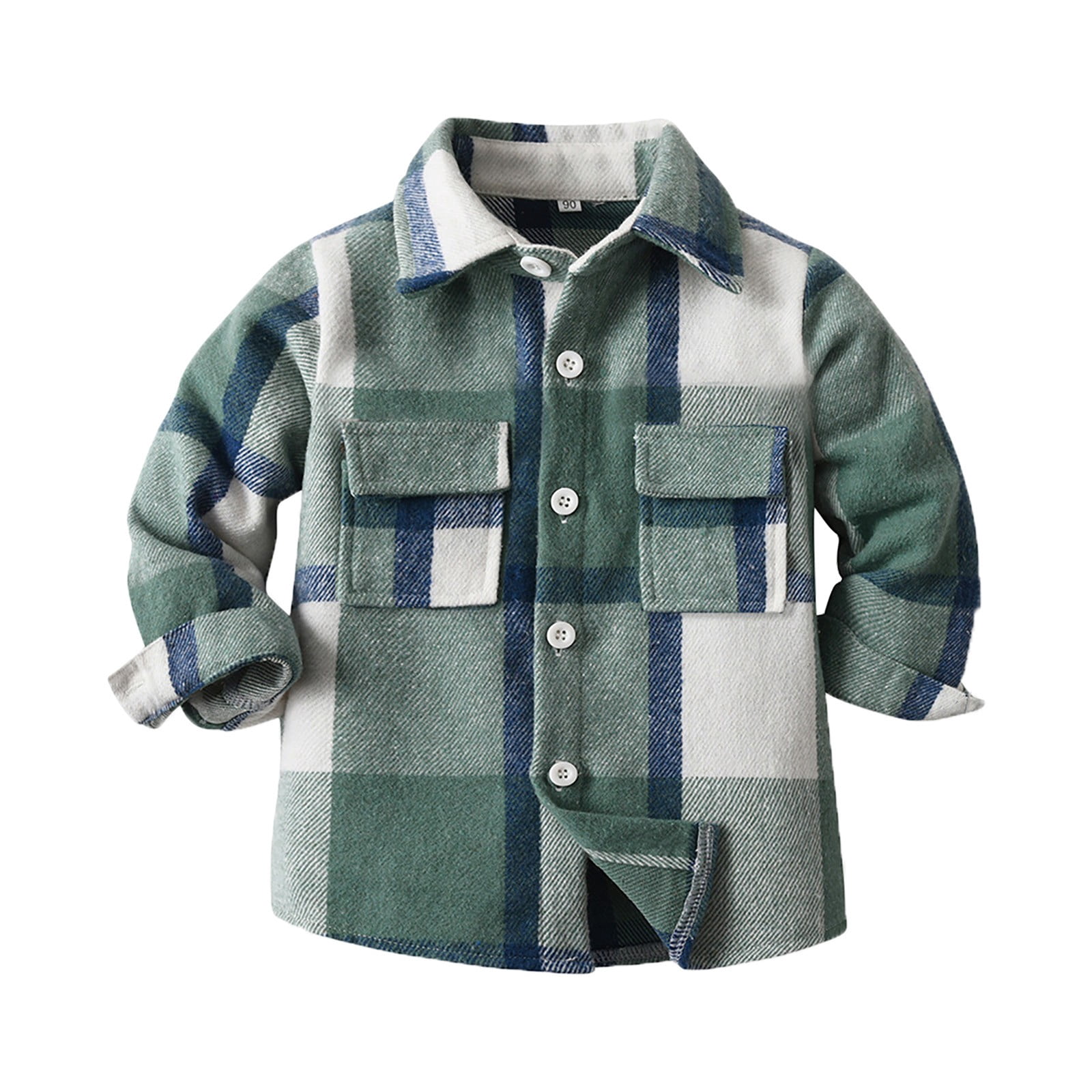 PINQI Boys Girls Flannel Plaid Shirt Jacket 0-10 Years Long Sleeve ...