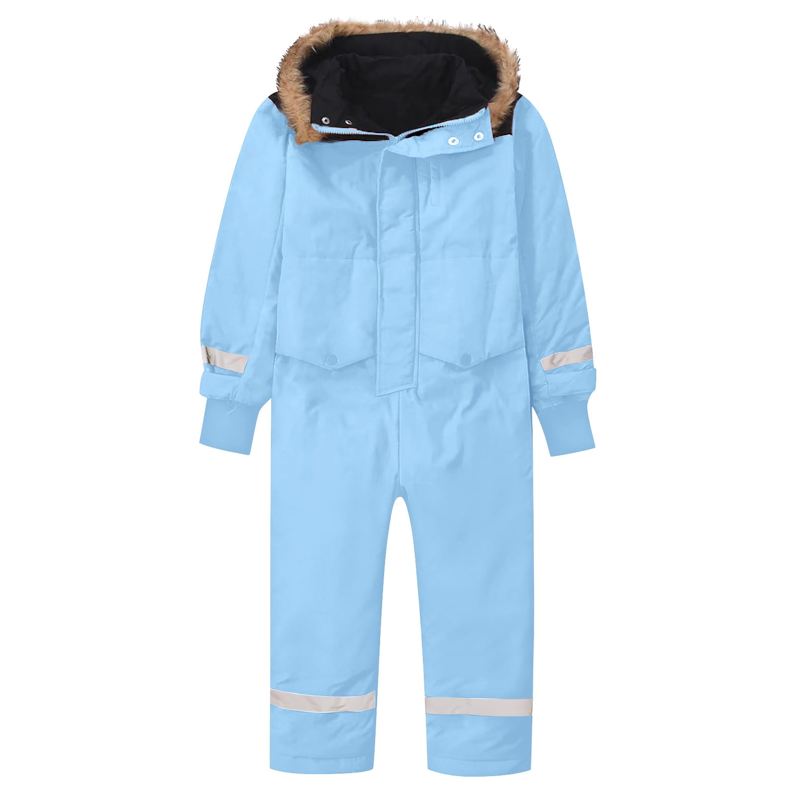 PINQI Boys Waterproof Snowsuits One Piece Faux-F𝐮r Winter Ski Suits ...