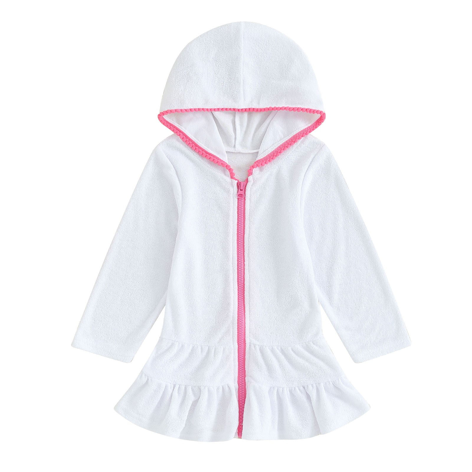 PINQI Kids Toddler Little Girl Swim Cover Up Towel Zipper Swimsuit Wrap ...