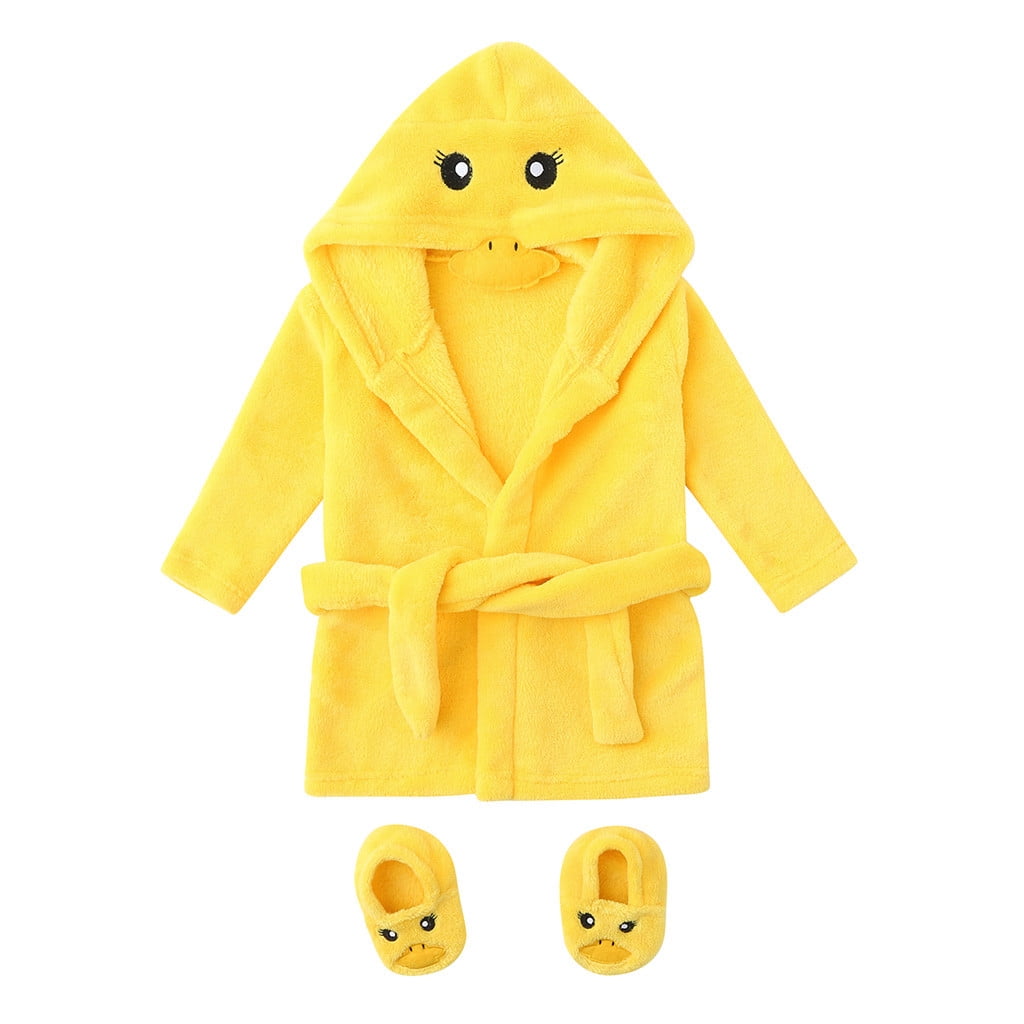 PINQI Children Outerwear 2024 Cute Boys Girls Cartoon Flannel Bathrobes ...