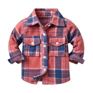 VERUGU Baby Jacket Kids Toddler Flannel Shirt Jacket Plaid Long Sleeve Shacket Baby Boys Girls ...