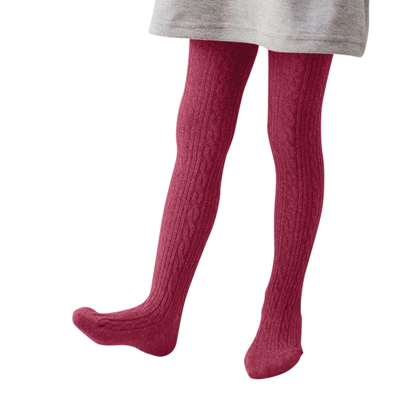 PINQI Girls Cable Knit Tights Ribbed Fleece Thermal Full Length ...
