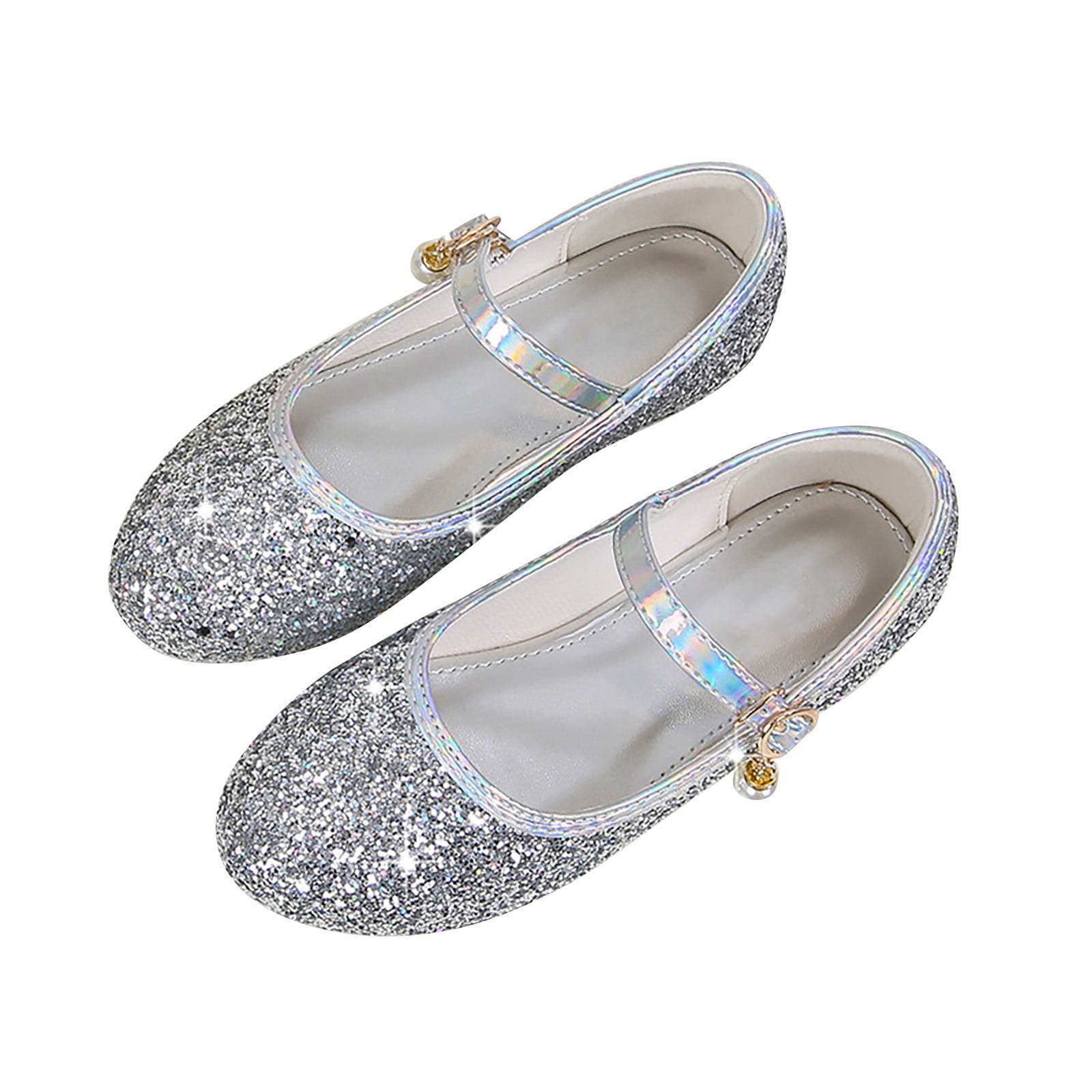 PINQI Girls Dress Shoes Low Heel Glitter Wedding Prom Party Mary Jane ...