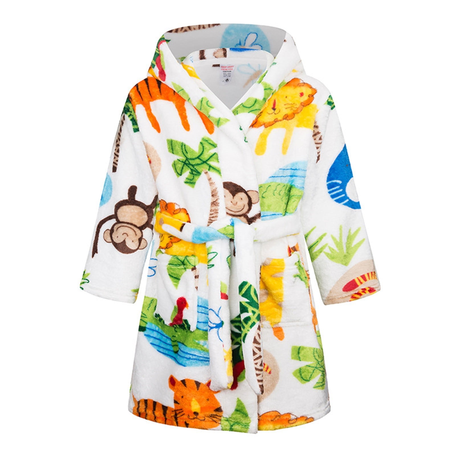 PINQI Kids' Flannel Hoodie 𝐁athrobes 2-12 Years Long Sleeve Sleepwear ...