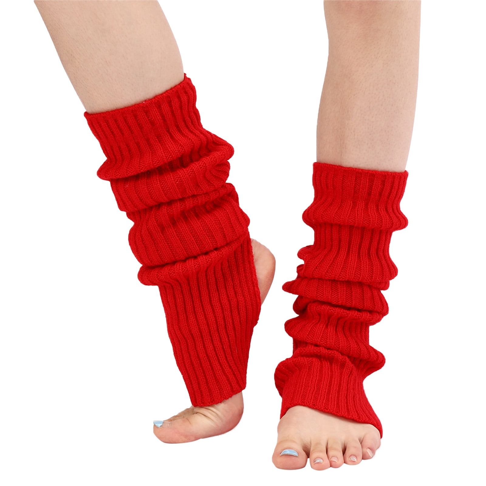PINQI Long Leg Warmer Womens Men 80s Party Ribbed Knit Dance Sports Leg ...