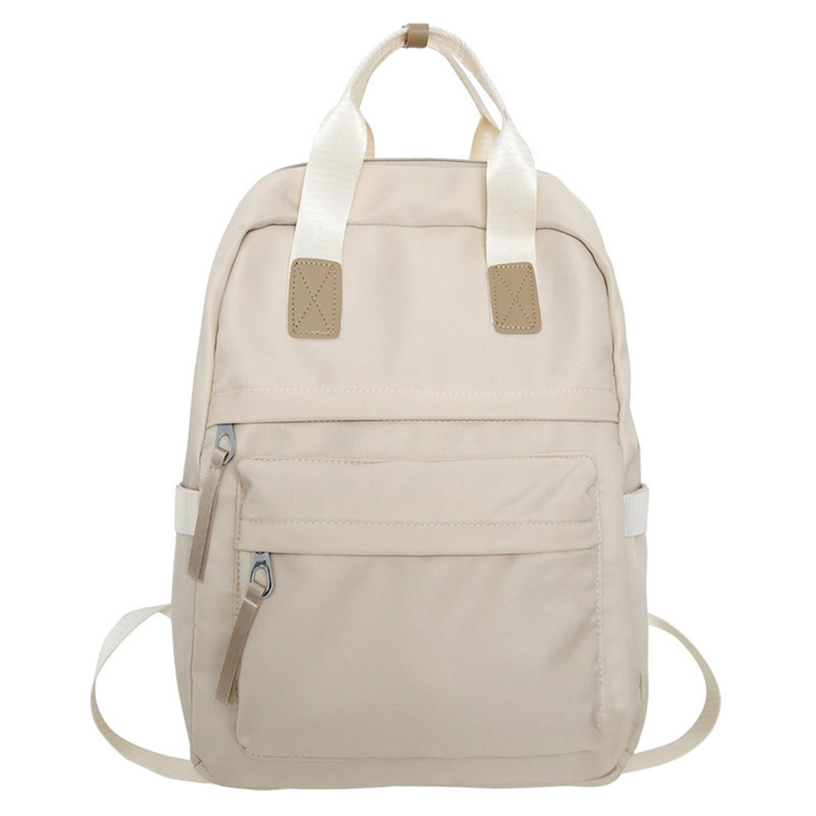 PINQI Student Backpack Solid Color Versatile Backpack Travel Large ...