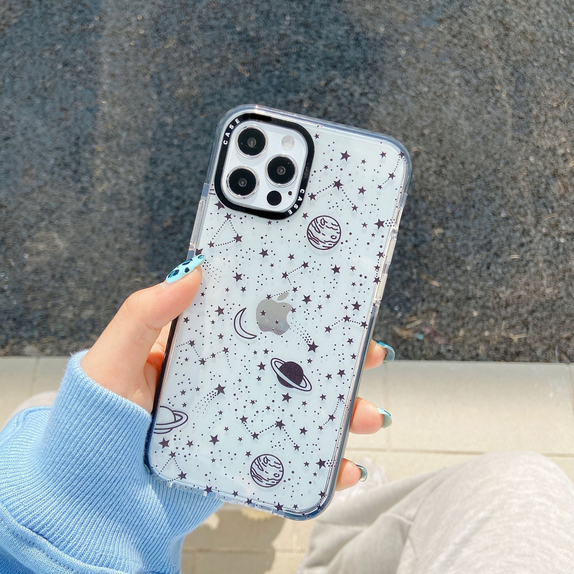 PINSAI Case for iPhone 15Pro, Cute Cosmic Asteroid Moon Print Kawaii Design Girly Aesthetic ...