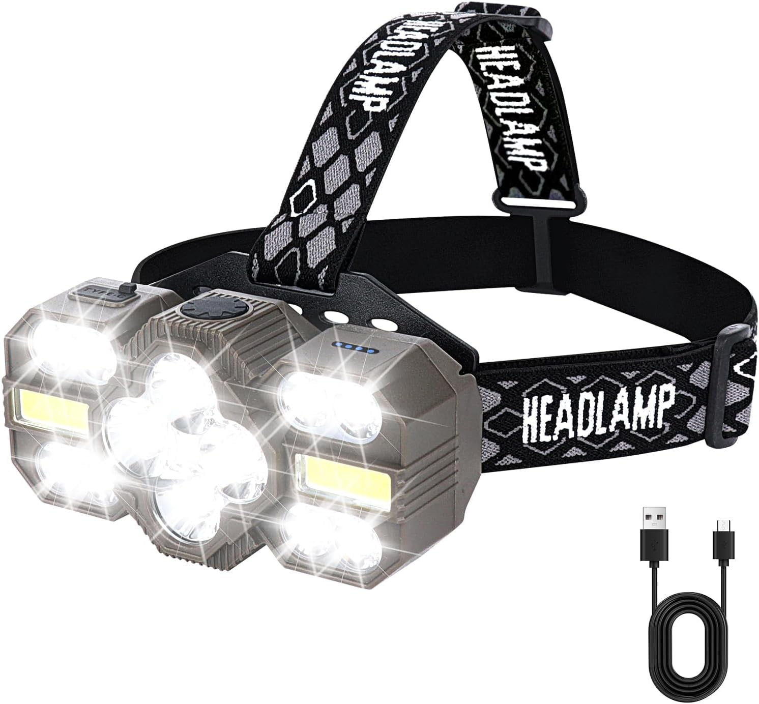PINSAI Headlamp Rechargeable with LED High Lumen Super Bright ...