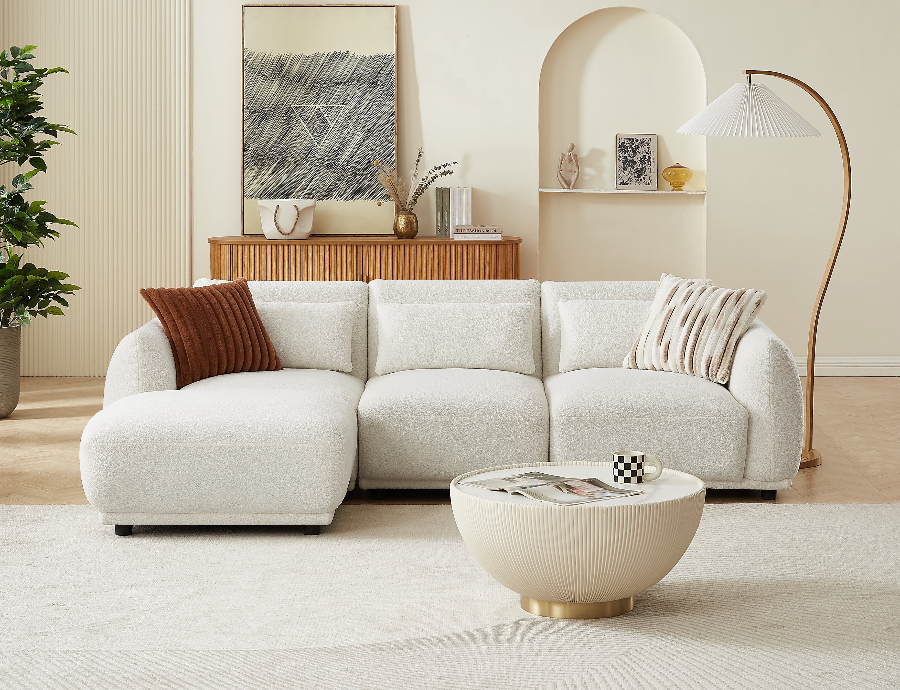 L Shaped Modular Sectional Couch with Removable Ottoman, Convertible ...