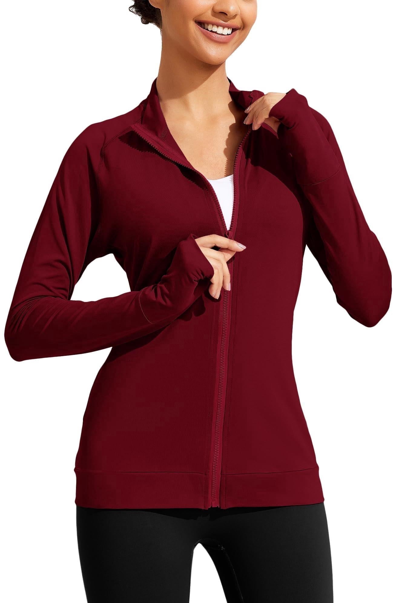 PINSPARK Lightweight Workout Jacket for Women Full Zip Slim Fit ...
