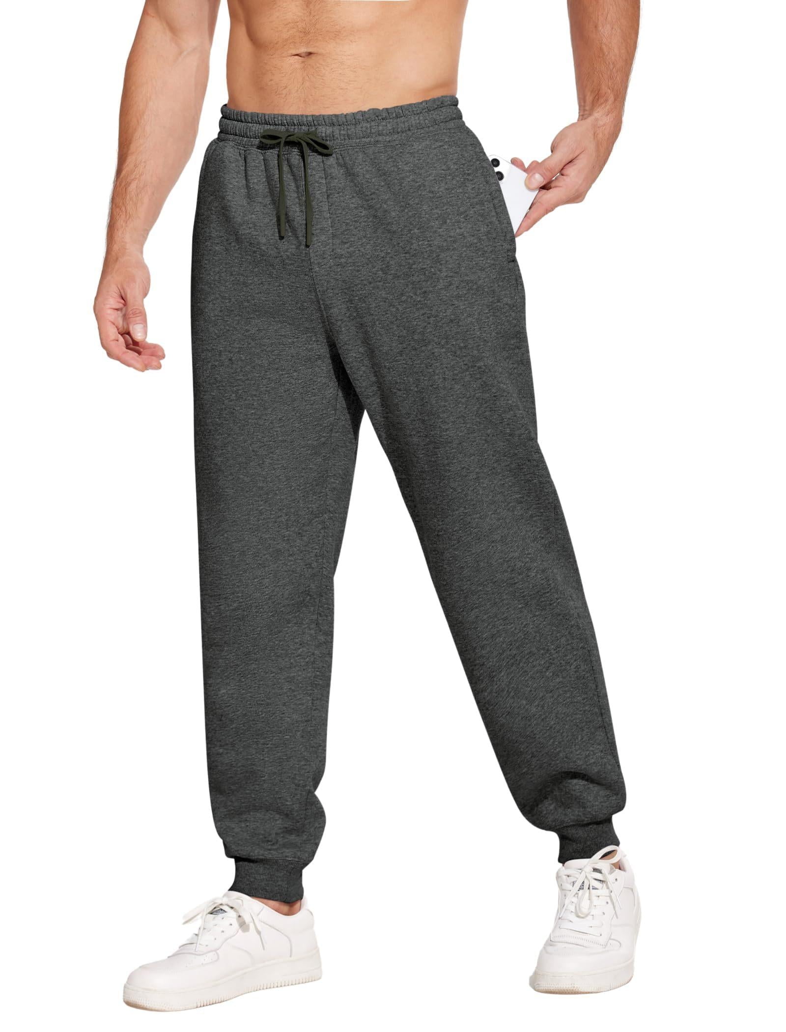 PINSPARK Mens Fleece Joggers Pants Heavyweight Sweatpants with Zipper ...