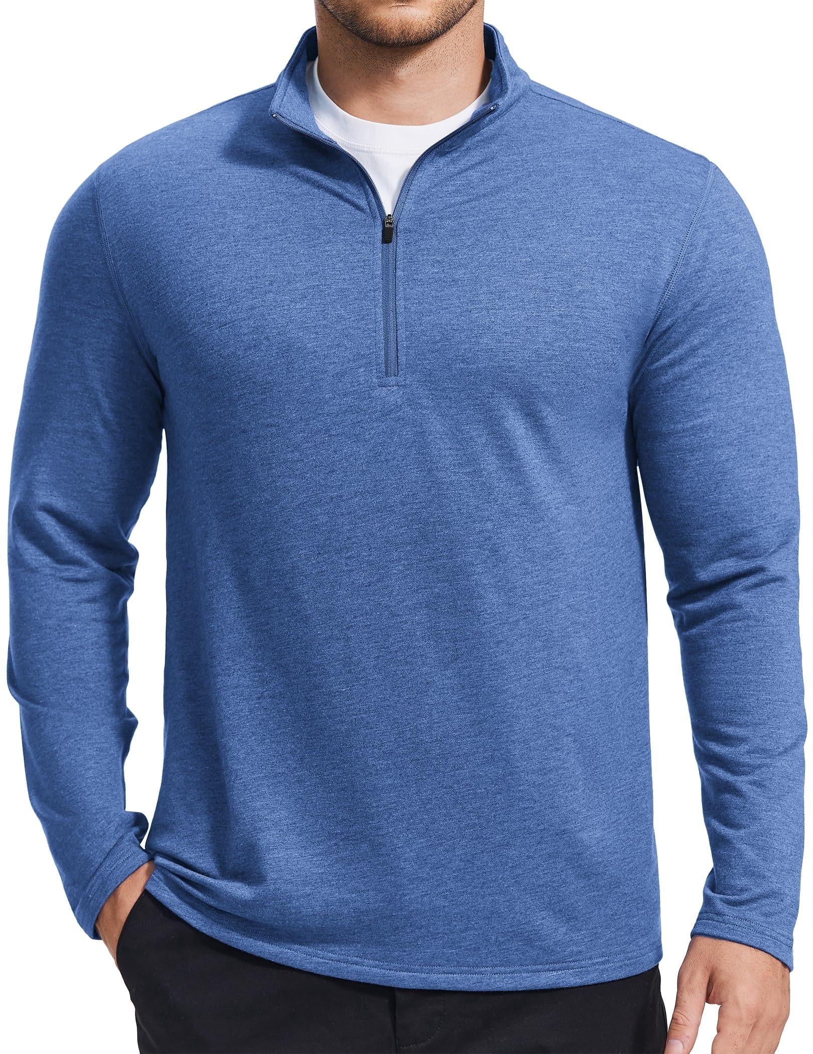 Pinspark Men's Quarter Zip Up Pullover Mock Neck Sweatshirts Long ...
